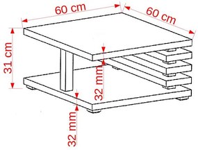 Konferenční stolek MESSA 60x60 Hlavní barva: Černá Mat