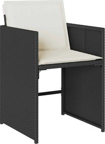 5dílný zahradní jídelní set s poduškami černý polyratan 3211083