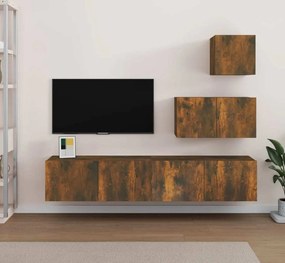 vidaXL 4dílný set TV skříněk kompozitní dřevo [3114645] Barva: kouřový dub