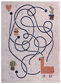 Dywany Łuszczów, Dětský kusový koberec Fun Game llama beige, 140x190, béžová, dětský pokoj