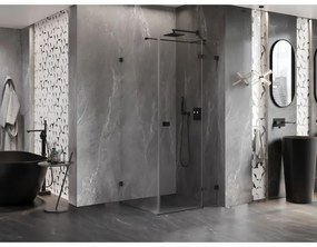 Mexen Lunar T výklopný sprchový kout pravý 110 x 110 cm, čiré sklo, černá matná, 834T-110-110-70-00-P