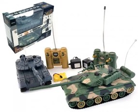 Tank RC 2ks 33cm+dobíjecí pack tanková bitva se zvukem se světlem v krabici 42x32x14cm