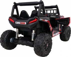 Ramiz Elektrická terénní bugina UTV pro děti červená + dálkové ovládání + zavazadlový prostor + pomalý start + EVA kola + MP3 LED
