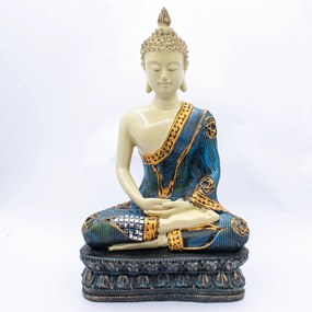 Milujeme Kameny Meditující Buddha - soška Feng Shui - modro-bílá - VADA VAD324