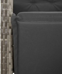 3dílný bistro set s poduškami šedý polyratan 3212563
