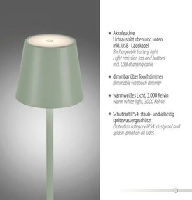 LD 19252-43 LED bateriové svítidlo zelené, stojací a stolní lampa, dotykový stmívač, IP54 pro venkovní použití 3000K - JUST LIGHT