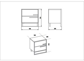 Noční stolek POLKA 51,8x50 cm zlatá/bílá