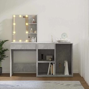 LED toaletní stolek se skříňkou betonově šedý kompozitní dřevo 3082021