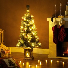HOMCOM Umělý vánoční stromek 120 cm, smrkový stromek umělý s 100 LED světly, 8 režimů, 214 větviček