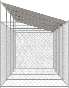 Psí klec s střechou Stříbrná 800 x 200 x 256 cm Ocel a PE 3368300