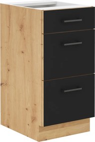 MODENA | dolní skříňka 40 D 3S se zásuvkami | 40 cm | QUADRO | artisan/černá mat