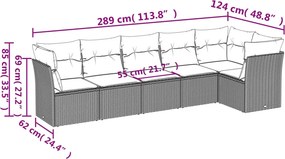 6dílná zahradní sedací souprava s poduškami hnědá polyratan 3249502