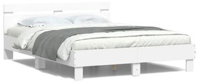 Rám postele s čelem a LED osvětlením bílý 140 x 190 cm