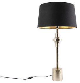 Stolní lampa ve stylu art deco černá s odstínem bavlny černá 45 cm - Diverso