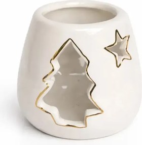 Svícen na čajové svíčky 9,4 × 9,4 × 7,7 cm, bílá, keramický
