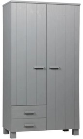OnaDnes -20% Hoorns Světle šedá dřevěná šatní skříň Koben 202 x 111 cm se šuplíky