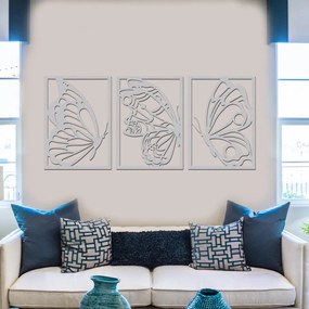 3dílný dřevěný obraz MOTÝLŮ Barevný vzor: Bílá, Rozměry (cm): 60x28