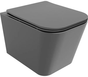Mexen Teo WC mísa Rimless s pomalu padající deskou slim, duroplast, Tmavě matová černá - 30854071