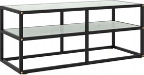 Fionshop 263589102 Tv stolek černý s bílým mramorovým sklem 100 x 40 x 40