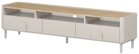 TV stolek Amilio 200 cm na nožkách - kašmírová / dub olejovaný / kašmírové úchytky