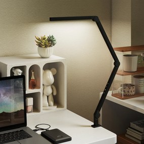 HOMCOM Stolní lampa, nastavitelná jas a barva, kovová svorka, 96 LED, černá