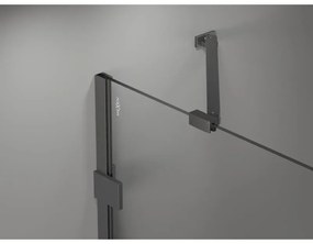 Mexen Lunar, půlkruhový výklopný sprchový kout 100 x 100 cm, 8mm čiré sklo, grafitový profil, 833-100L-100P-95-00