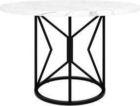 Aosom Kulatý jídelní stůl z MDF, kovové nohy stolu, 100 x 76 cm, bílá+černá