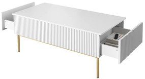 Konferenční stolek Nicole - bílý mat / zlaté nožky