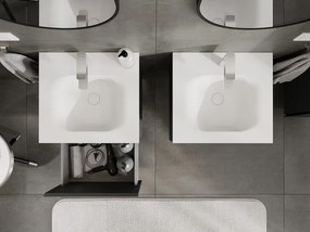 Mexen Rivel, koupelnová skříňka 50 cm s umyvadlem Vela, 1 zásuvka, drážkovaná, grafitová matná/bílá matná, 91A20-05047-1-BF66-W23M01