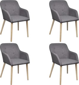 Jídelní židle 4 ks světle šedé textil a masivní dubové dřevo 270572
