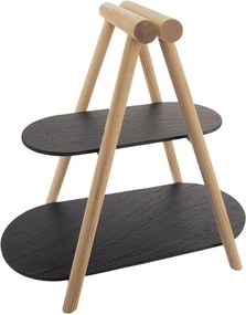Servírovací stojan dřevo-břidlice, 2 patra