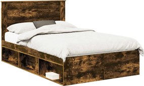 Rám postele Kouřový dub 135 x 190 cm Masivní borové dřevo 3410100