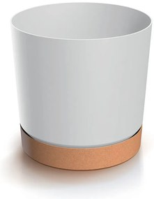 Květináč TUBOS PM s miskou bílý/hnědý matný