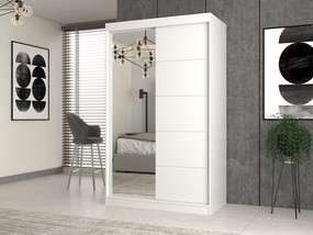 Šatní skříň IGA 120 se zrcadlem a ozdobnou lištou bílá