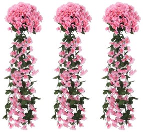 Umělé květinové girlandy 3 ks růžové 85 cm - Default Title