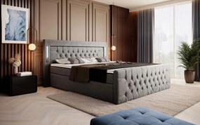 K&M postele Boxspring postel ELEGANCE s úložným prostorem LED a USB, 180×200 cm, šedý samet Velikost postele: 180 × 200 cm, Výběr matrace: Oboustrann…