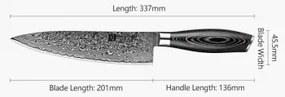 Nůž šéfkuchaře 8" XINZUO KÓČI 67 vrstev damaškové oceli