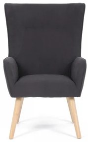 Křeslo ušák potah šedá manšestrová látka dřevěné nohy masiv AK-314 GREY2