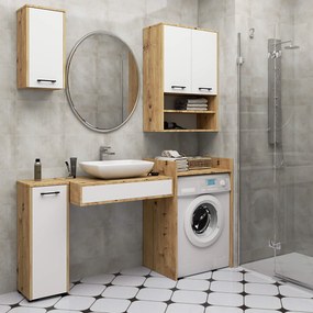 Závěsná koupelnová skříňka Fin 30 cm dub artisan/bílá