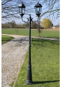vidaXL Zahradní lampa vysoká 2ramenná 230 cm tmavě zelená/černá hliník