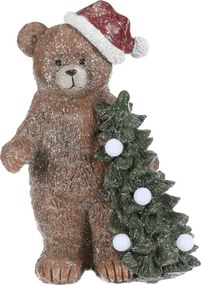 Vánoční figurka medvěda se stromkem a LED osvětlením (2 ks)