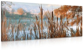Obraz řeka uprostřed podzimní přírody - 120x60
