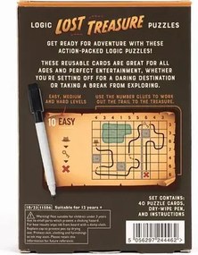 PROFESSOR PUZZLE Logická hra Lost Treasure / 40 karet / Mazatelné pero