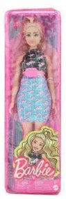 Barbie Modelka - černo-modré šaty s ledvinkou HJT01