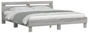 vidaXL Rám postele s čelem šedý sonoma 200 x 200 cm kompozitní dřevo