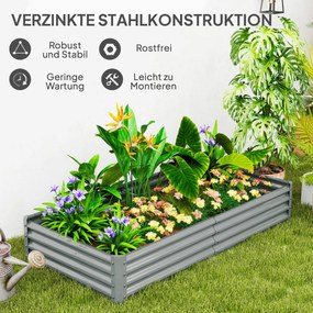 Outsunny Ocelový Vyvýšený Záhon, Počasí Odolný Záhon s Bezpečnostním Okrajem pro Skleníky, Zahradní Záhon bez Rzi, 180 x 90 x 30 cm pro Zahradu a Bal…