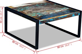 vidaXL Konferenční stolek masivní recyklované dřevo 80 x 80 x 40 cm [243295]