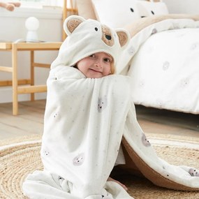 Hnědá/krémová dětská deka s kapucí z mikroplyše 90x125 cm Cosy Bear – Catherine Lansfield
