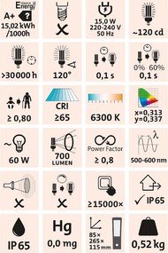 EXTOL LIGHT Světlo LED, domovní, s pohybovým čidlem, 700 lm 43219