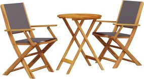 3dílný bistro set antracitový textil a masivní dřevo 3281797